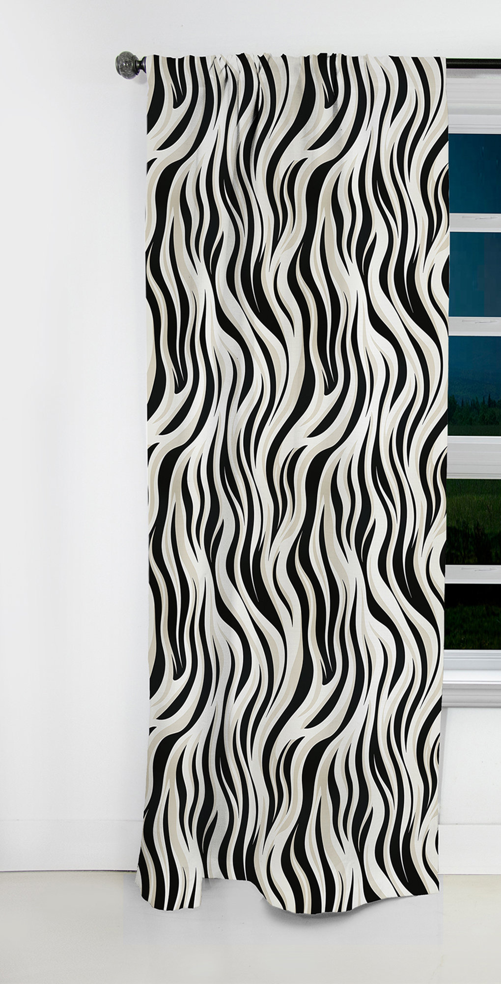 Design Art Black Zebra Print Wallpaper - Stripped Curtain - Blackout ...
