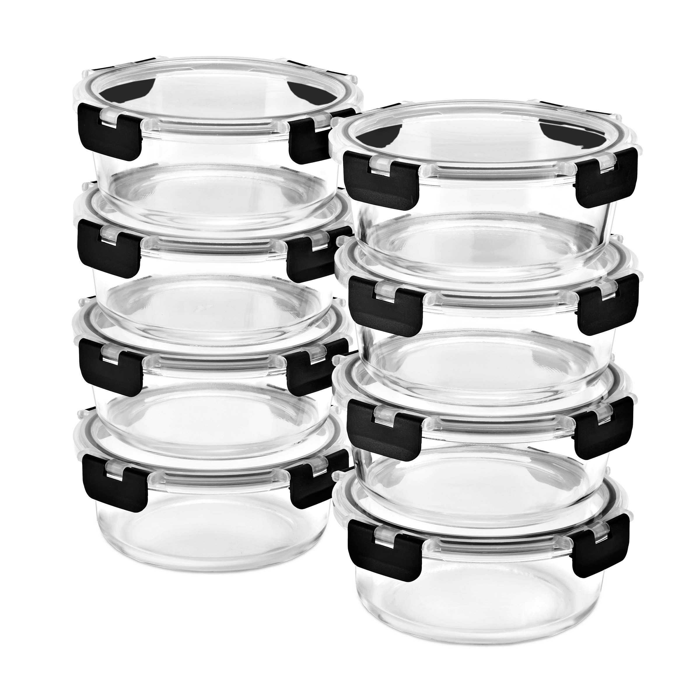 Sorbus Glass Meal Prep Containers with Airtight Lids - 8 Pack Round ...