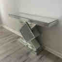 Everly Quinn Amla 47.25" Mirrored Glass Console Table Entryway Living ...