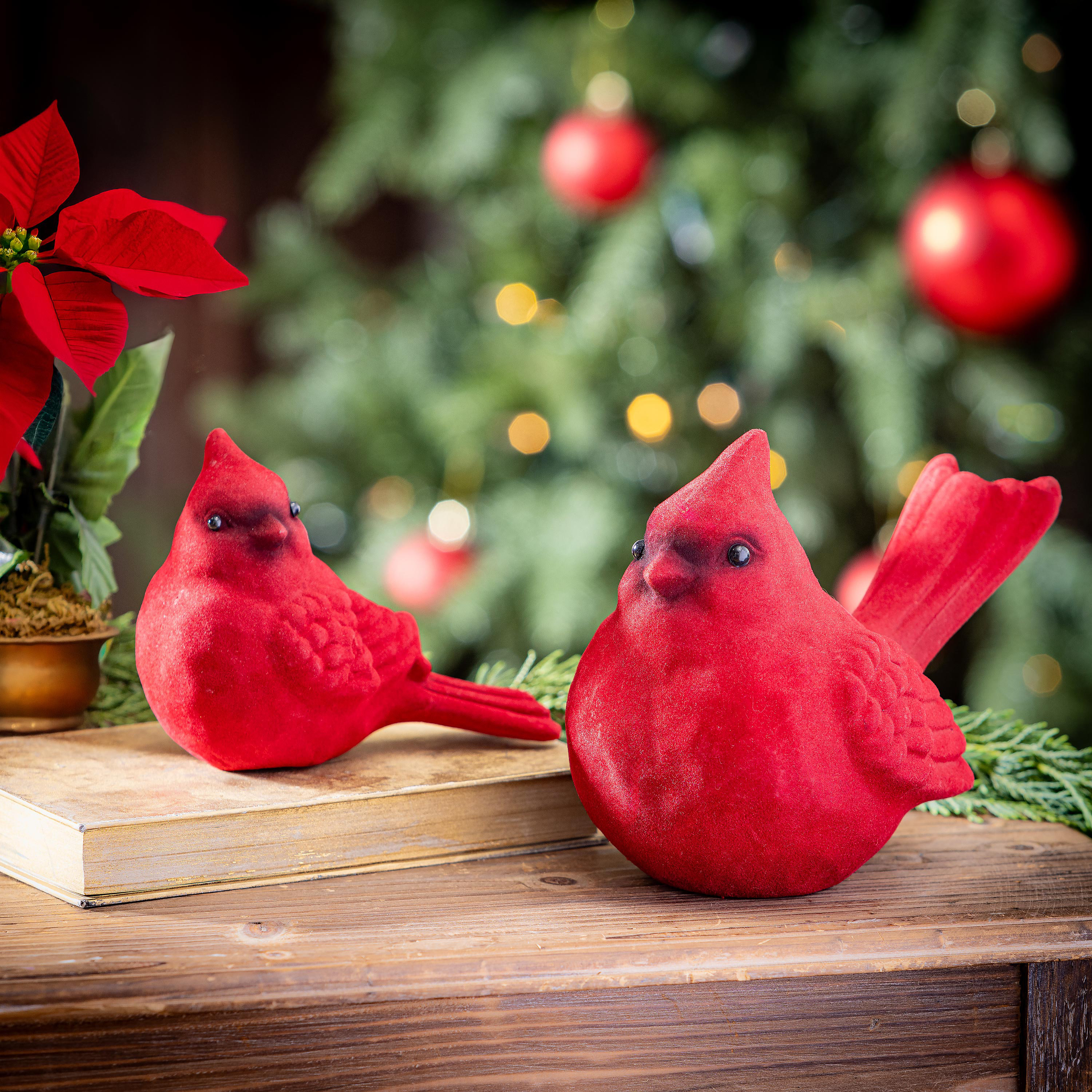 Alcott Hill® Flocked Cardinal Ceramic Table Décor, Set of 2 | Wayfair