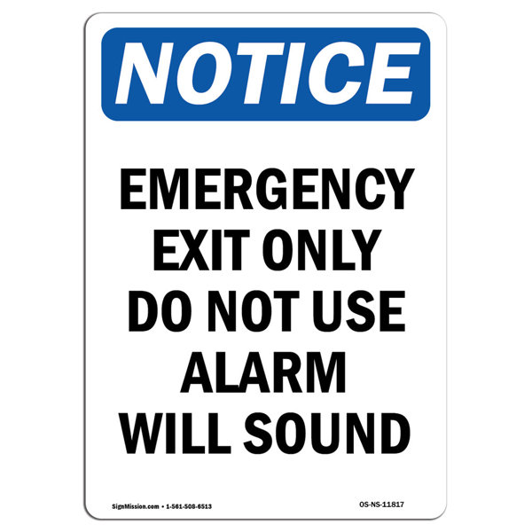 SignMission Notice - Emergency Exit Only Do Not Use Sign | Wayfair
