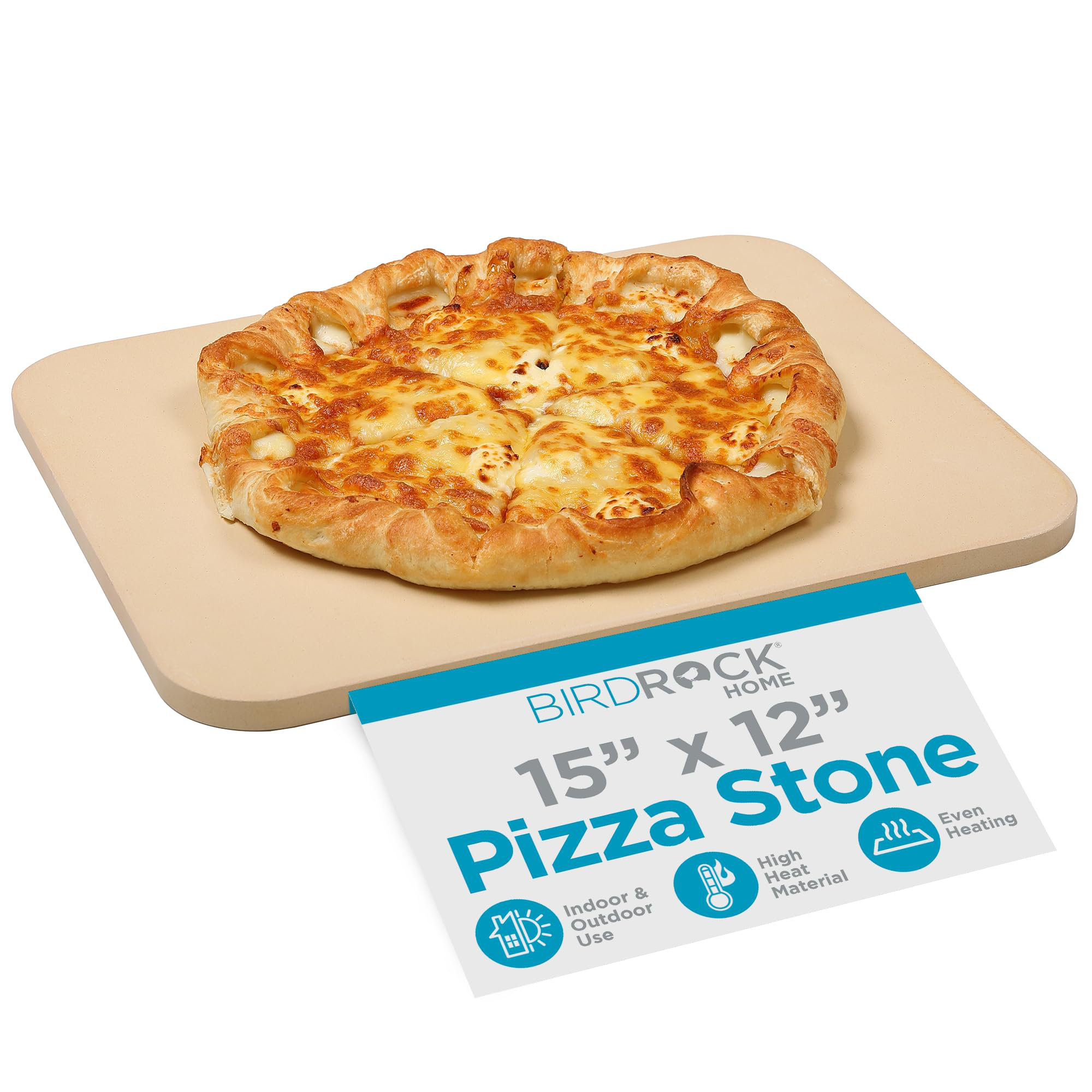 BIRDROCK HOME Pizza Stone for Oven and Grill | 15"x12" Rectangular ...