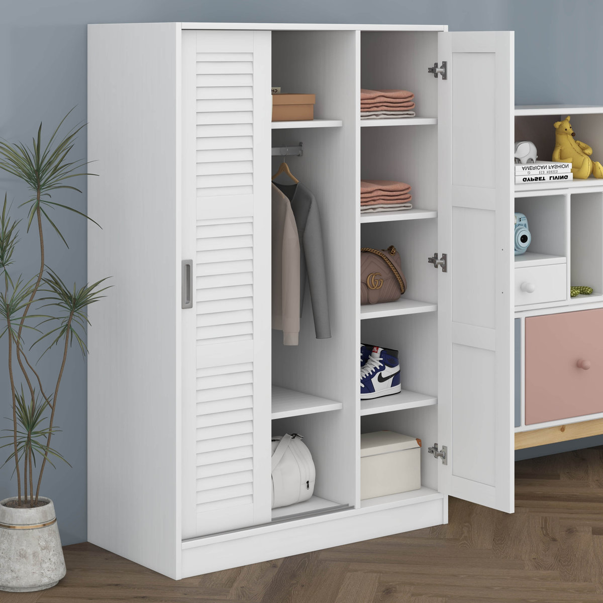 Red Barrel Studio® Modern Clean Design 3-Door Shutter Wardrobe With ...