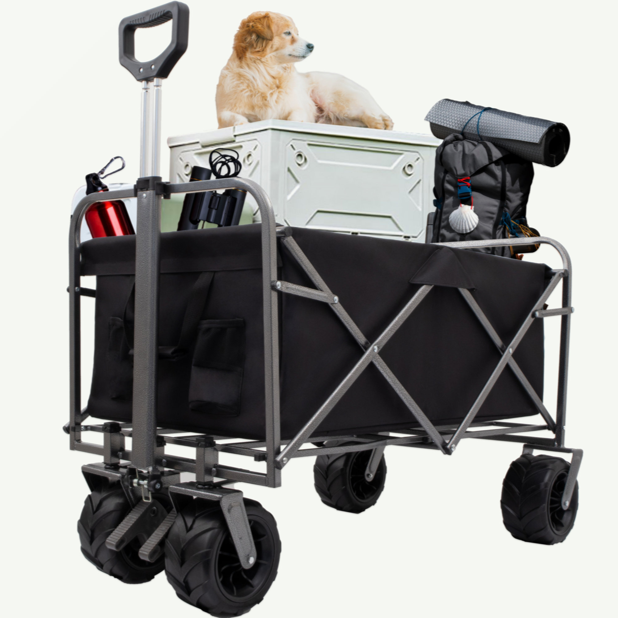 Wenty Outdoor Garden Park Utility Kids Wagon Portable Beach Trolley Cart Camping Foldable With ...