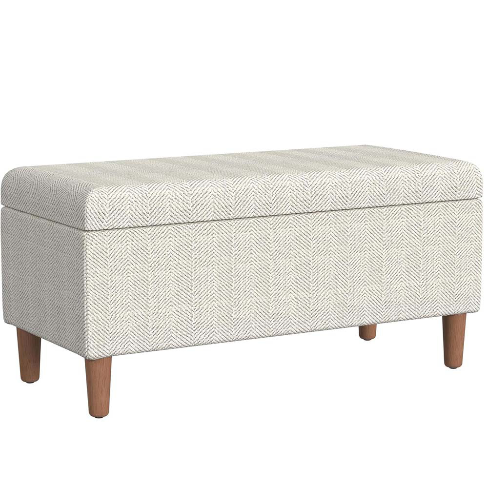 Ebern Designs Decorative Storage Bench -Cream Chevron Woven | Wayfair