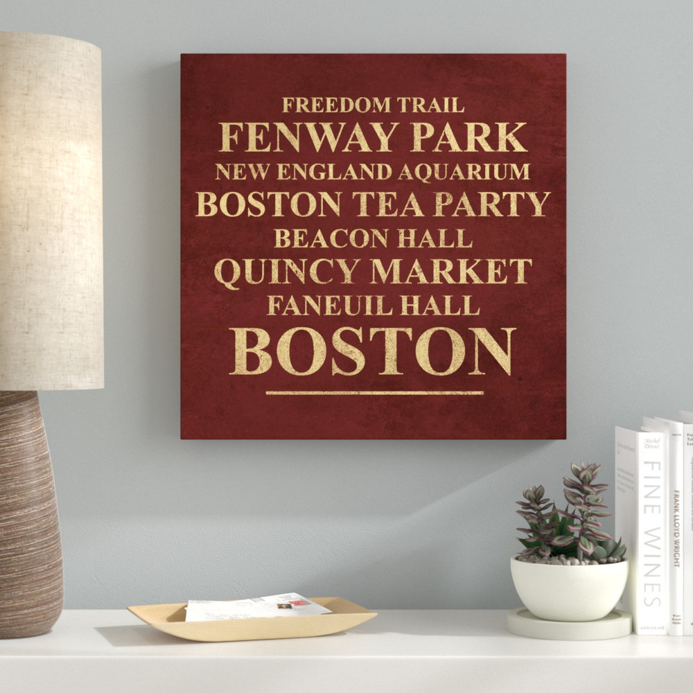 Ebern Designs Boston Landmarks - Textual Art Print | Wayfair