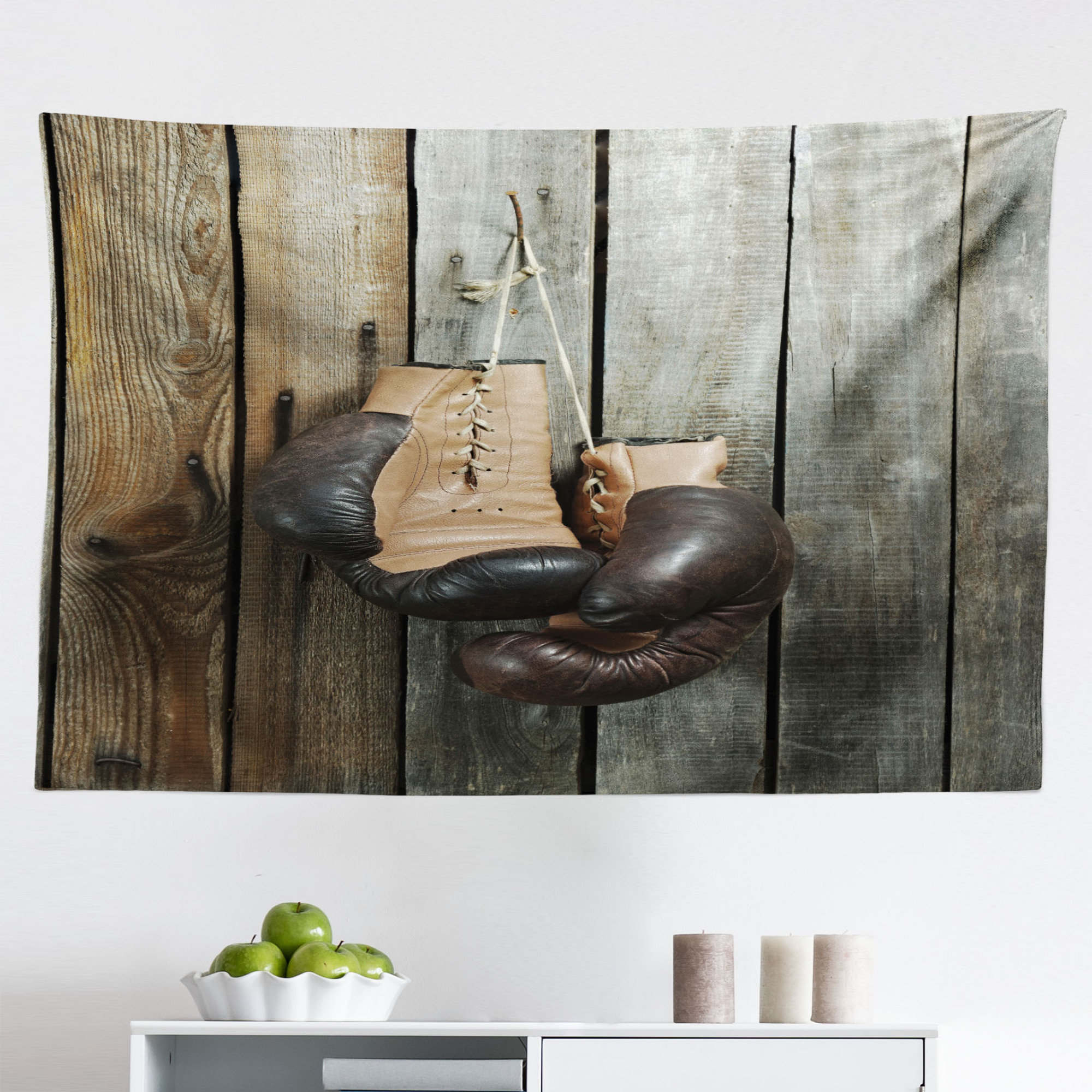 East Urban Home Vintage Tapestry, Vintage Boxing Gloves On The Old ...