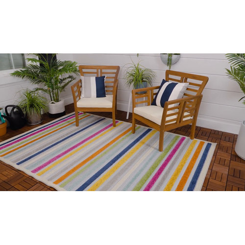 Wade Logan® Striped Indoor / Outdoor Rug & Reviews | Wayfair