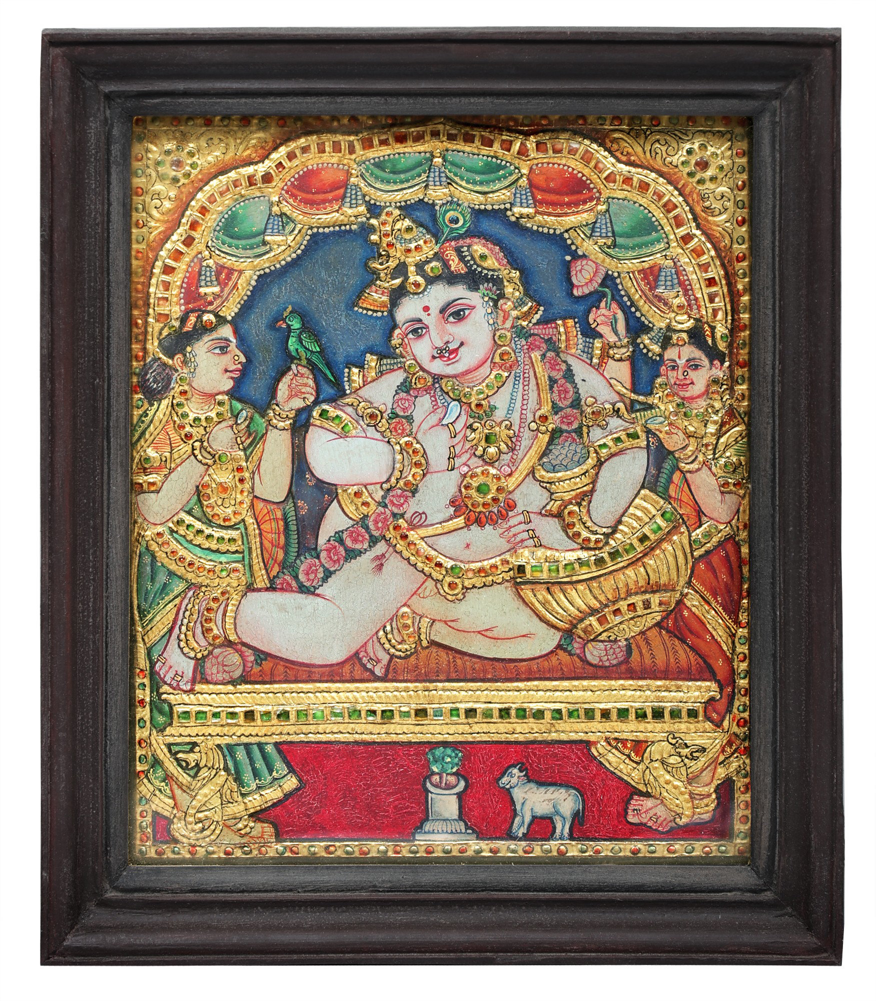 Bungalow Rose Navaneeta Krishna Tanjore Painting | Traditional Colors ...