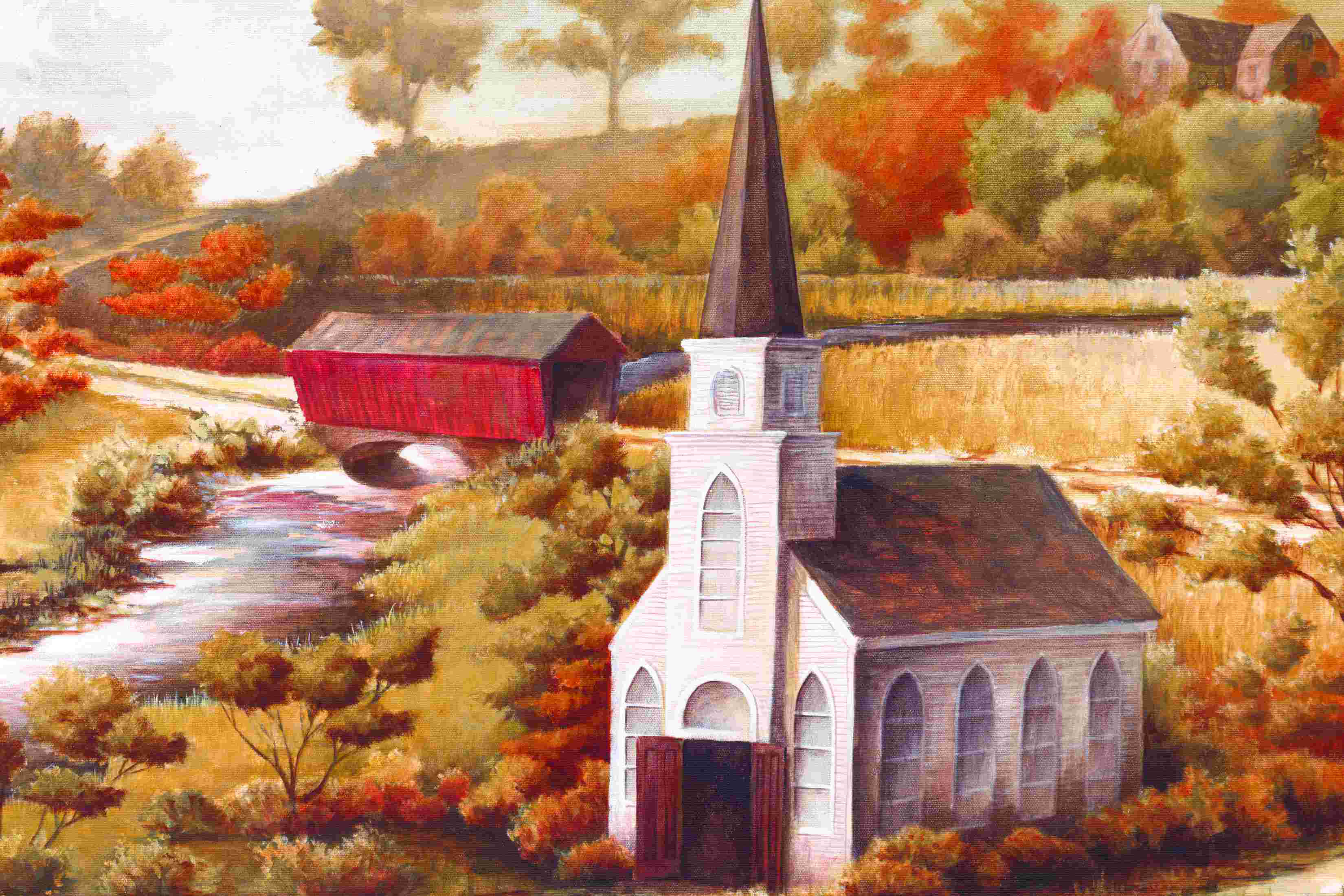 Winston Porter Hillside Church - Wrapped Canvas Graphic Art | Wayfair