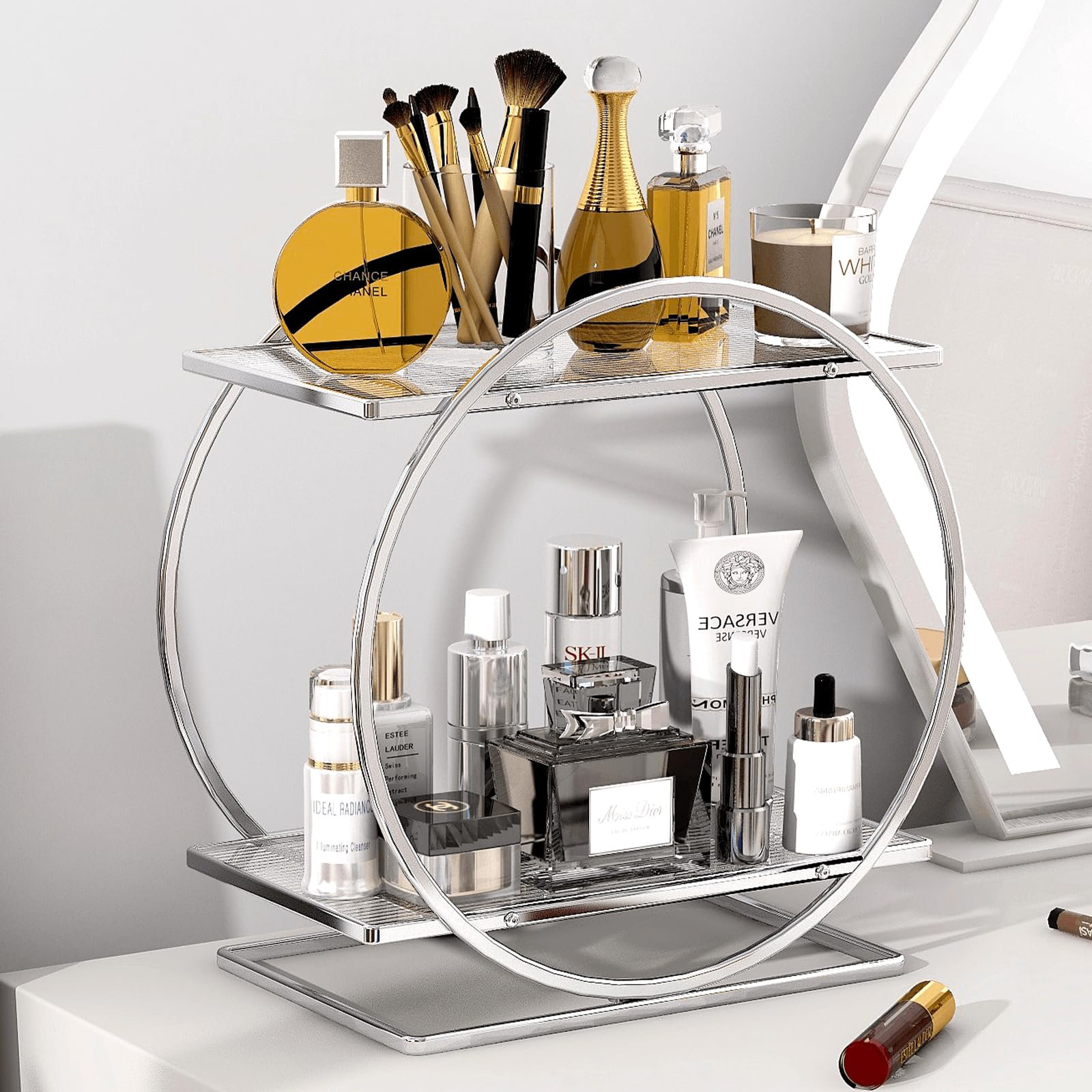 Everly Quinn 2 Tier Bathroom Countertop Organizer, Make Up Counter ...