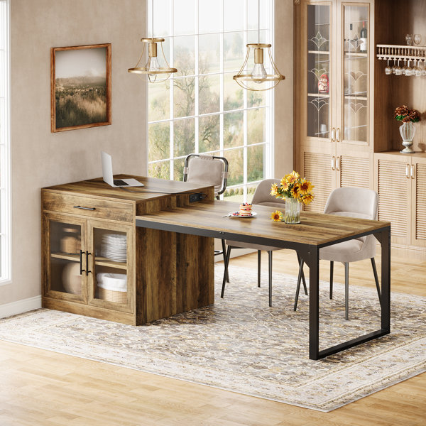 17 Stories 78.74" Kitchen Island With 47" Dining Table Attached For 4-6 ...