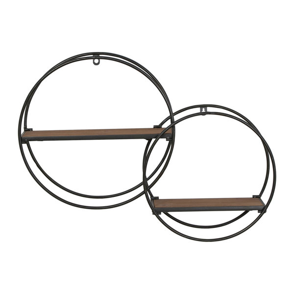 17 Stories Isabella Round Wood-Metal Modern Wall Shelf | Wayfair