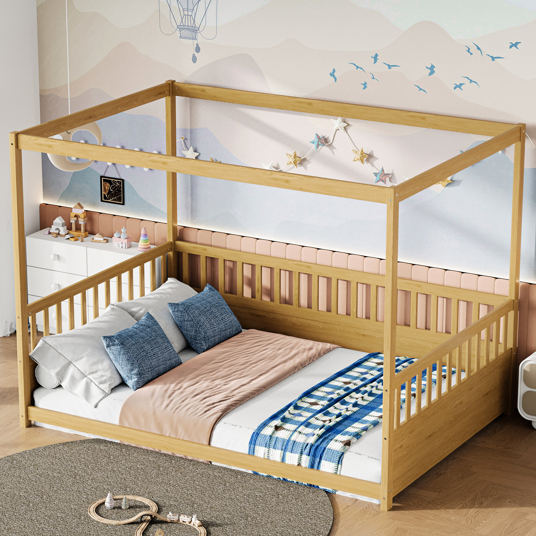 Latitude Run® Bed For - Strong And Stable With Guardrails Canopy Frame ...