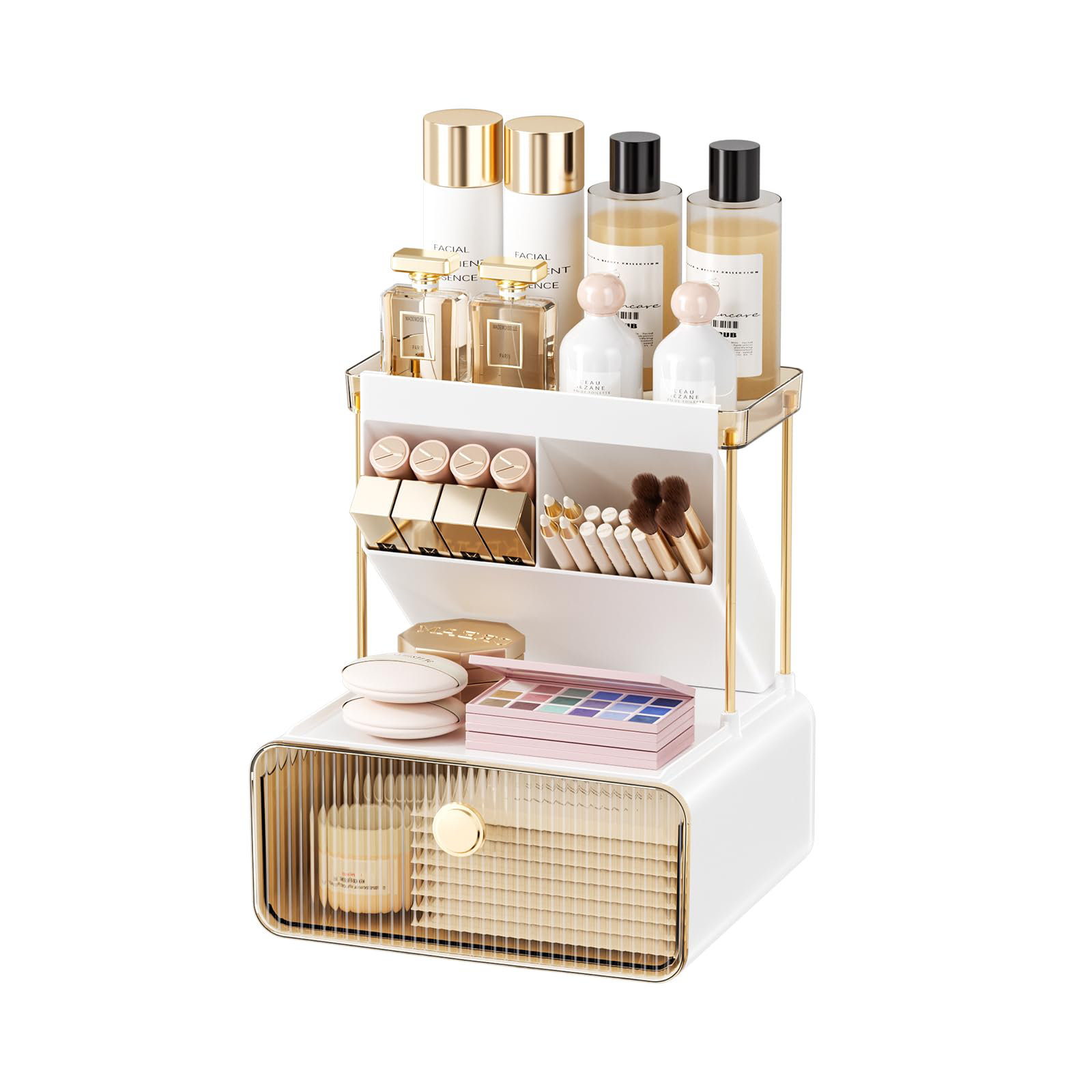 Everly Quinn Multi-Purpose Makeup Organizer With Drawer, High-Capacity ...