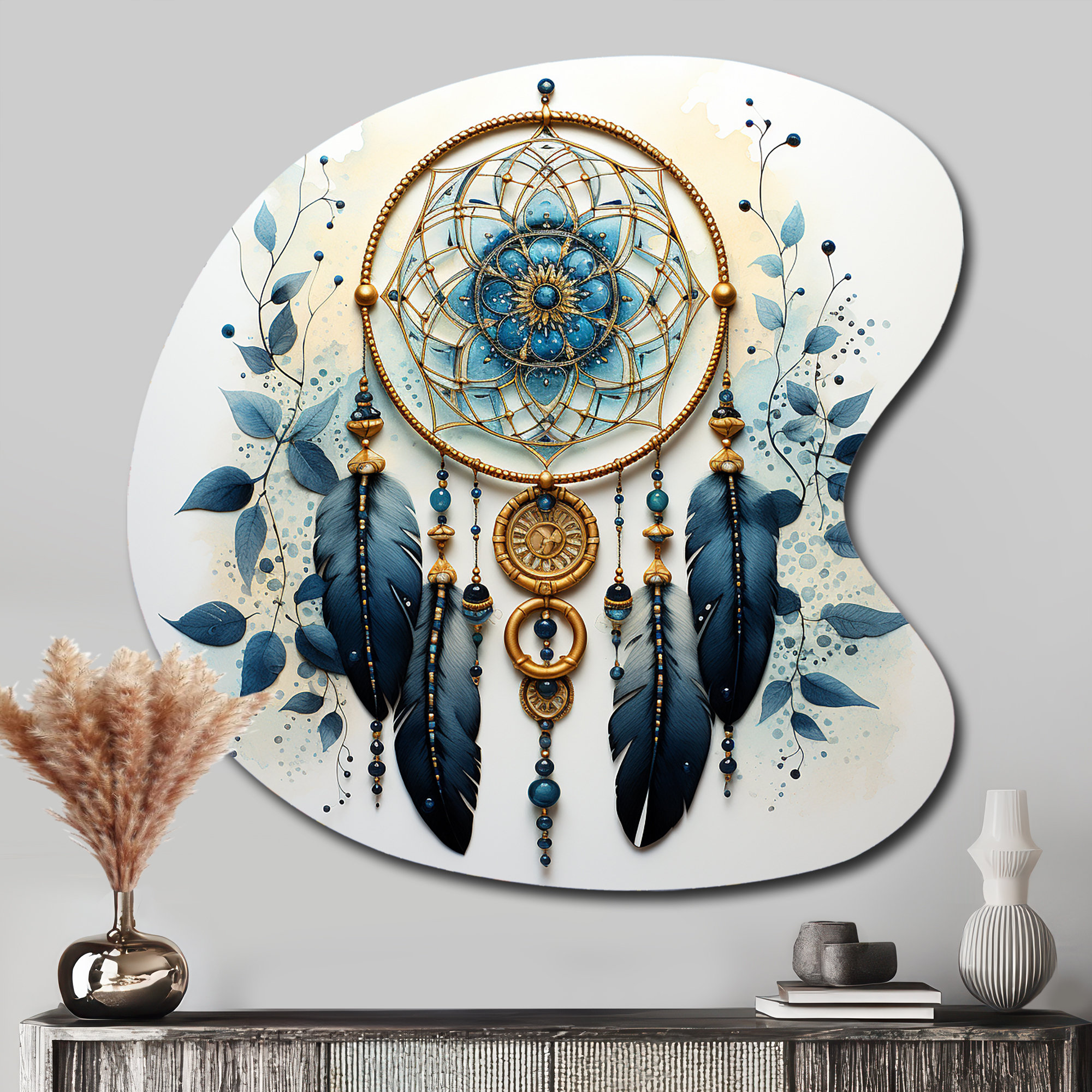 Design Art Blue Dream Catcher Minimalist Serenity I - Dream Catcher ...