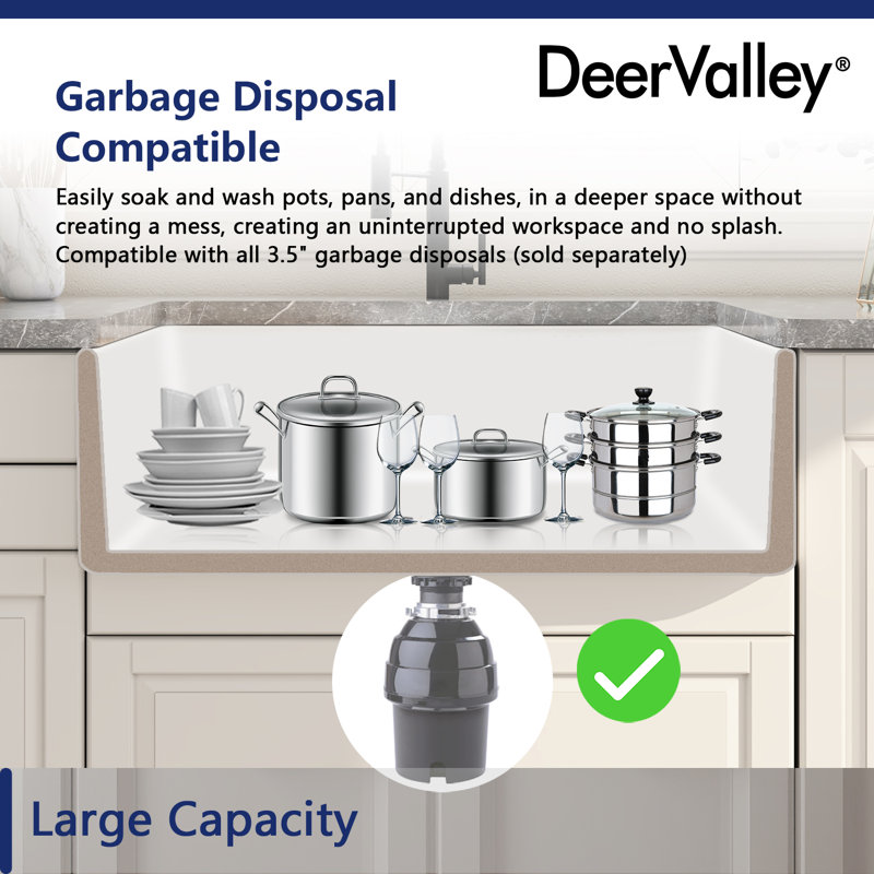 Deervalley 33" L X 20" W Single Basin Workstation Farmhouse Kitchen ...