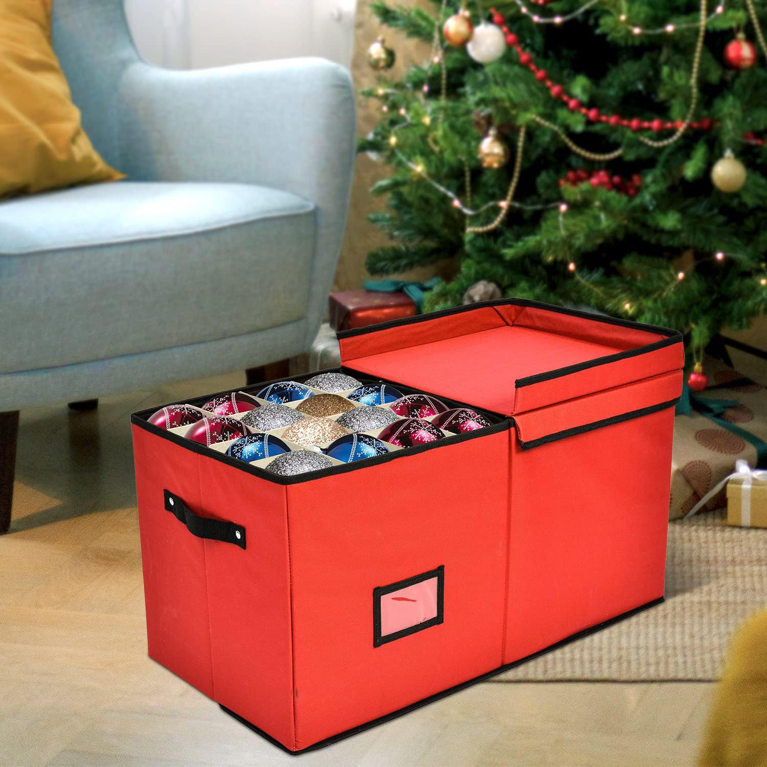 X－MAX FURNITURE Holiday Cheer Premium Christmas Ornament Storage With 8 ...