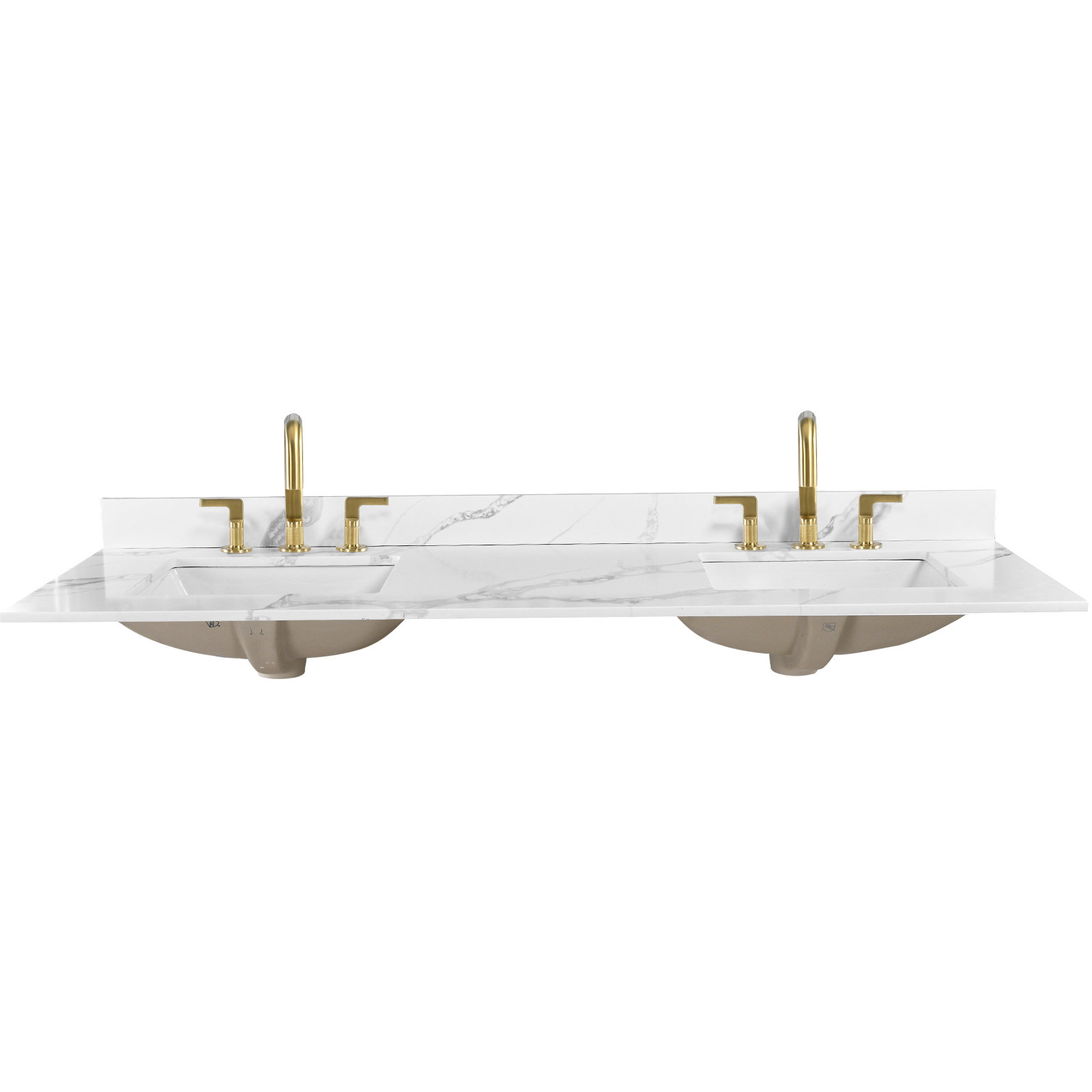MAXWELL 72''W X 22''D Quartz Vanity Top Double Sinks With Backsplash ...