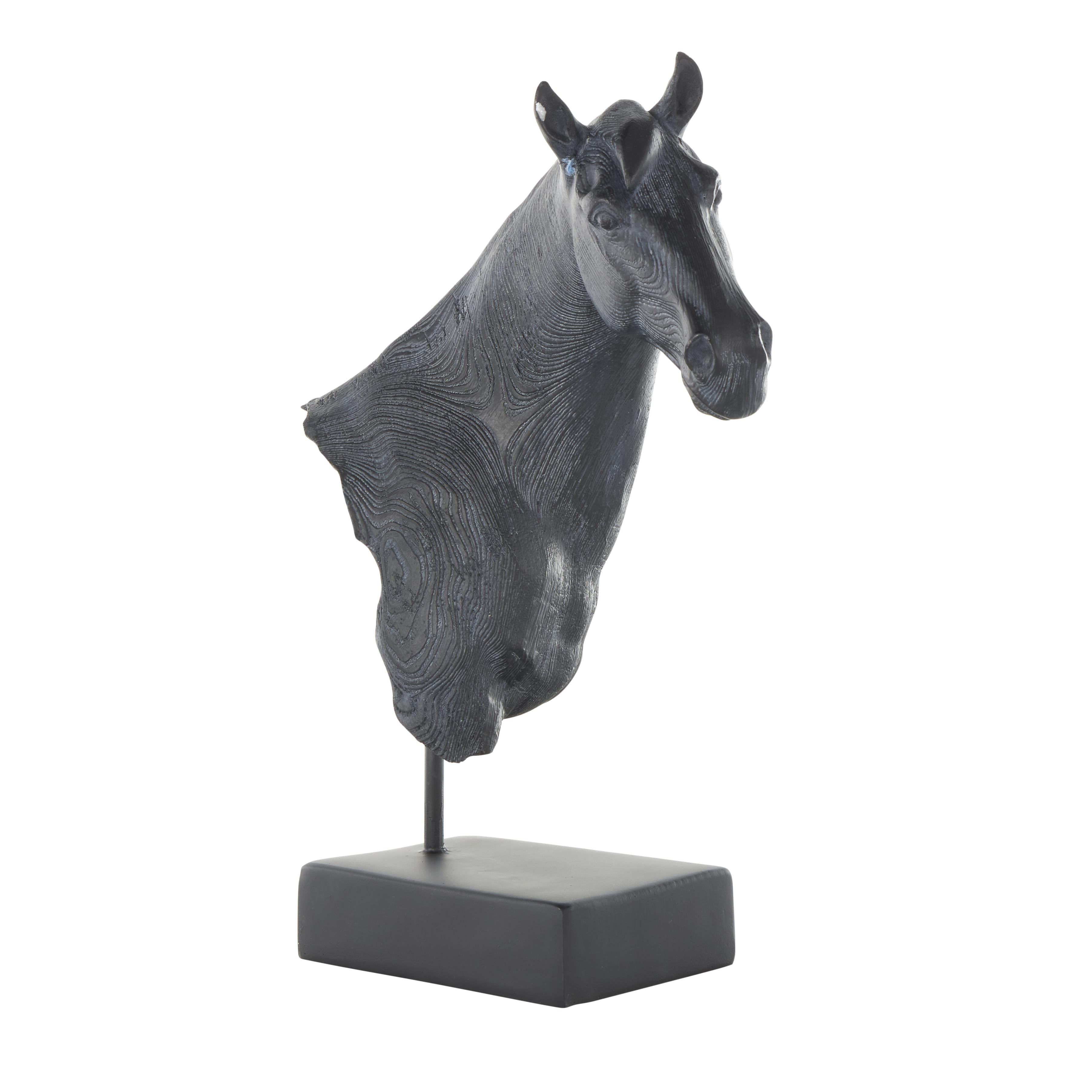 Charlton Home® Cleaster Resin Horse Decorative Black Sculpture with ...