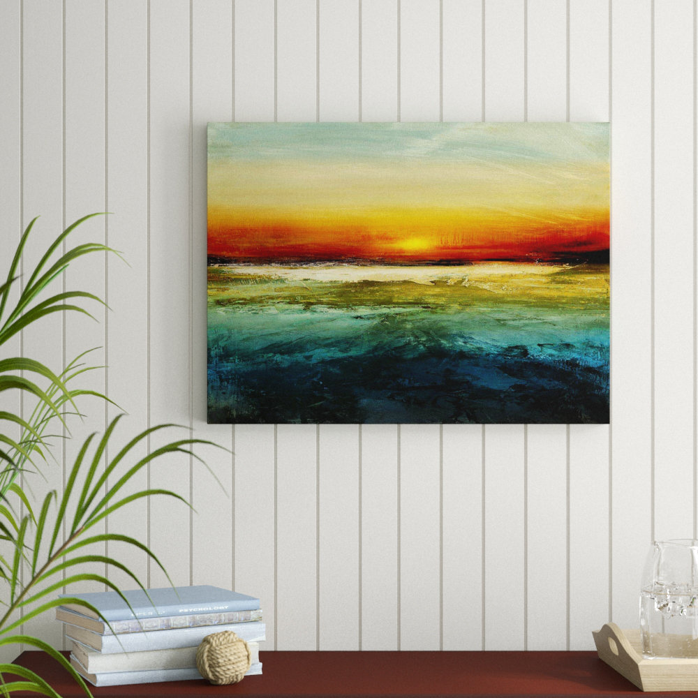 Highland Dunes 'Setting Sun' Graphic Art Print on Wrapped Canvas | Wayfair