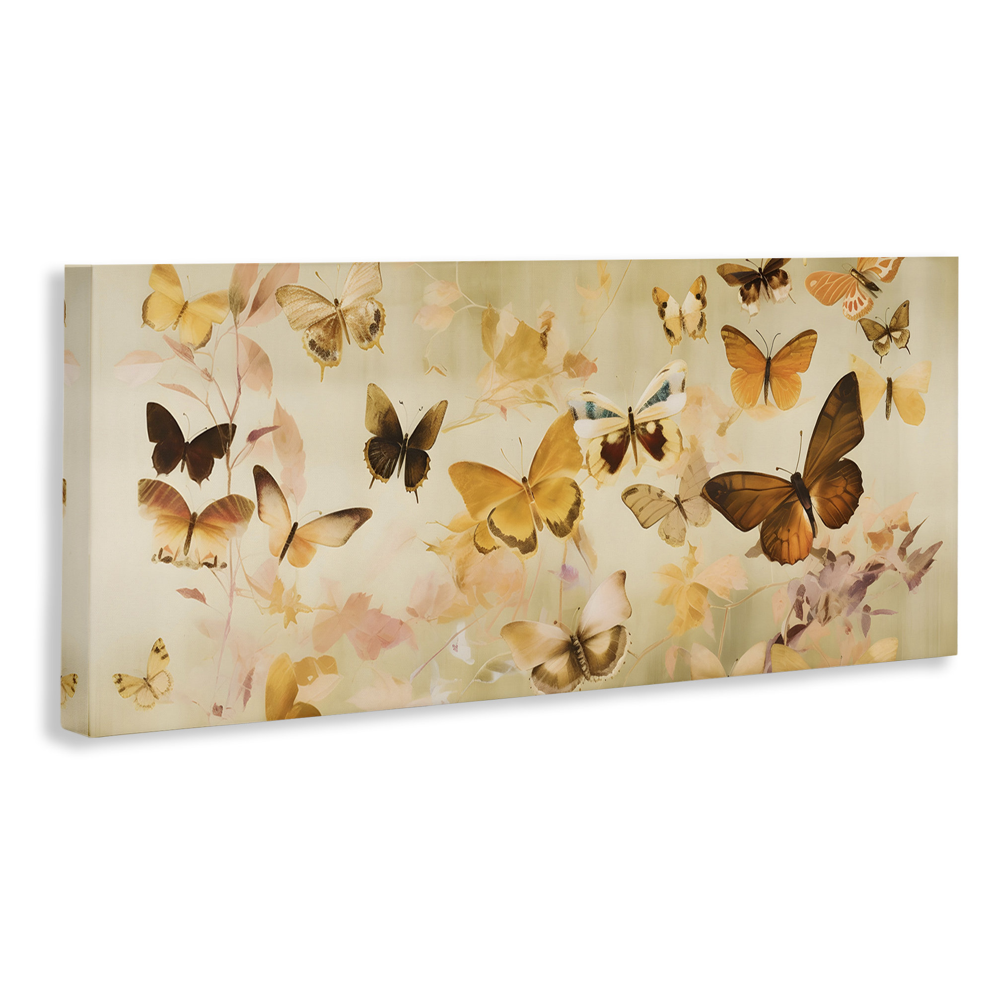 August Grove® Neutral Butterfly Array Canvas Wall Art by Petal Prints ...