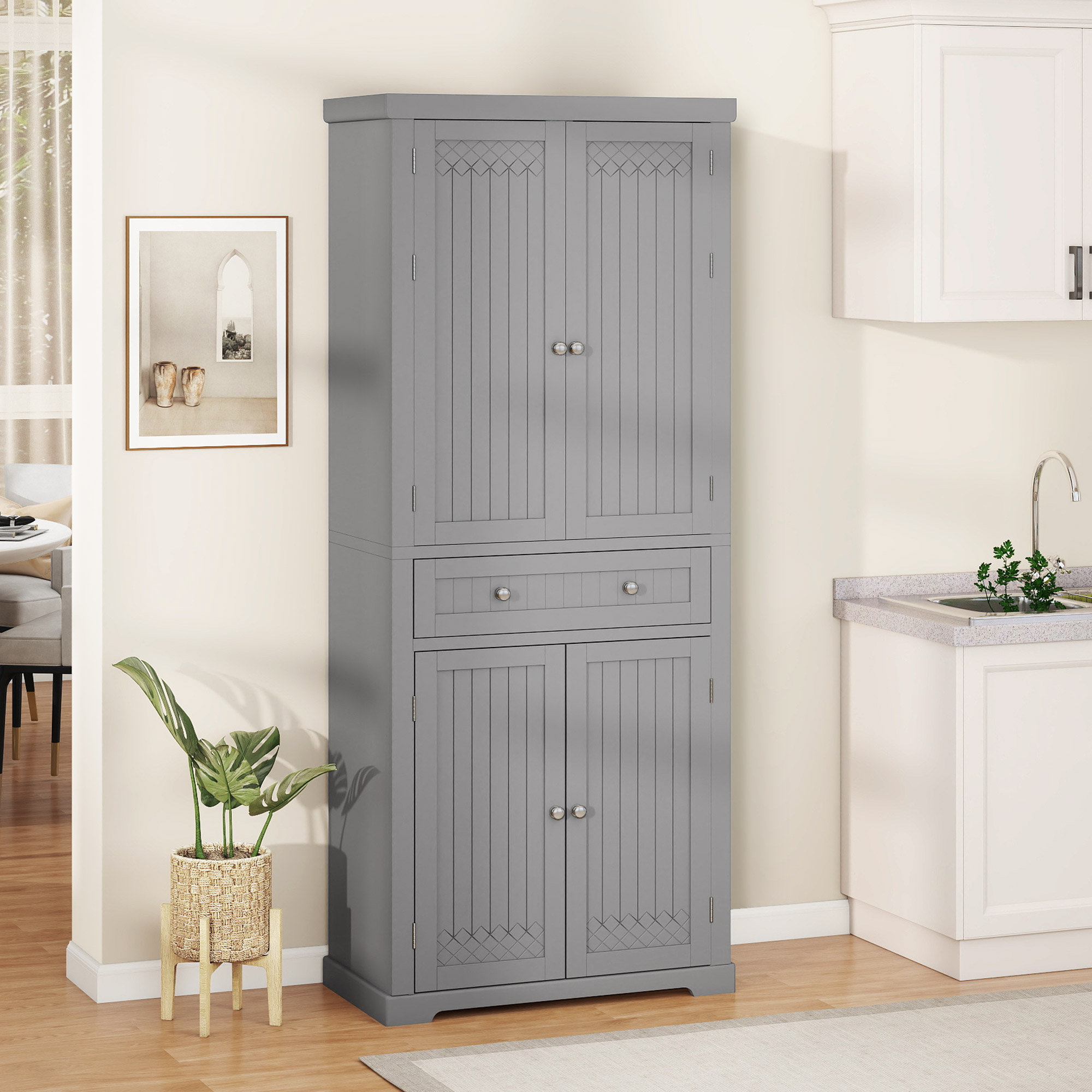 Balconera 72'' Kitchen Pantry Cabinet With Classified Pantry Door ...