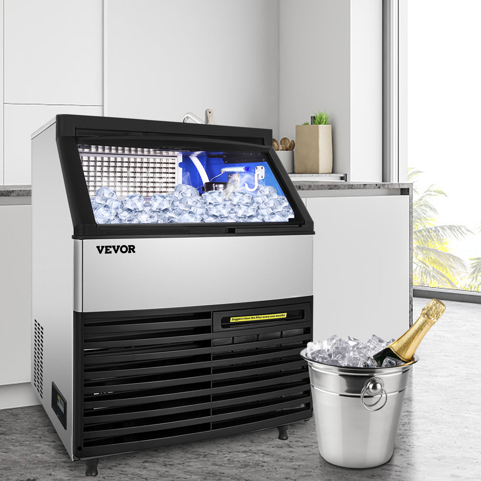 VEVOR 110V Commercial Ice Maker 440LBS/24H with 99LBS Storage Capacity ...