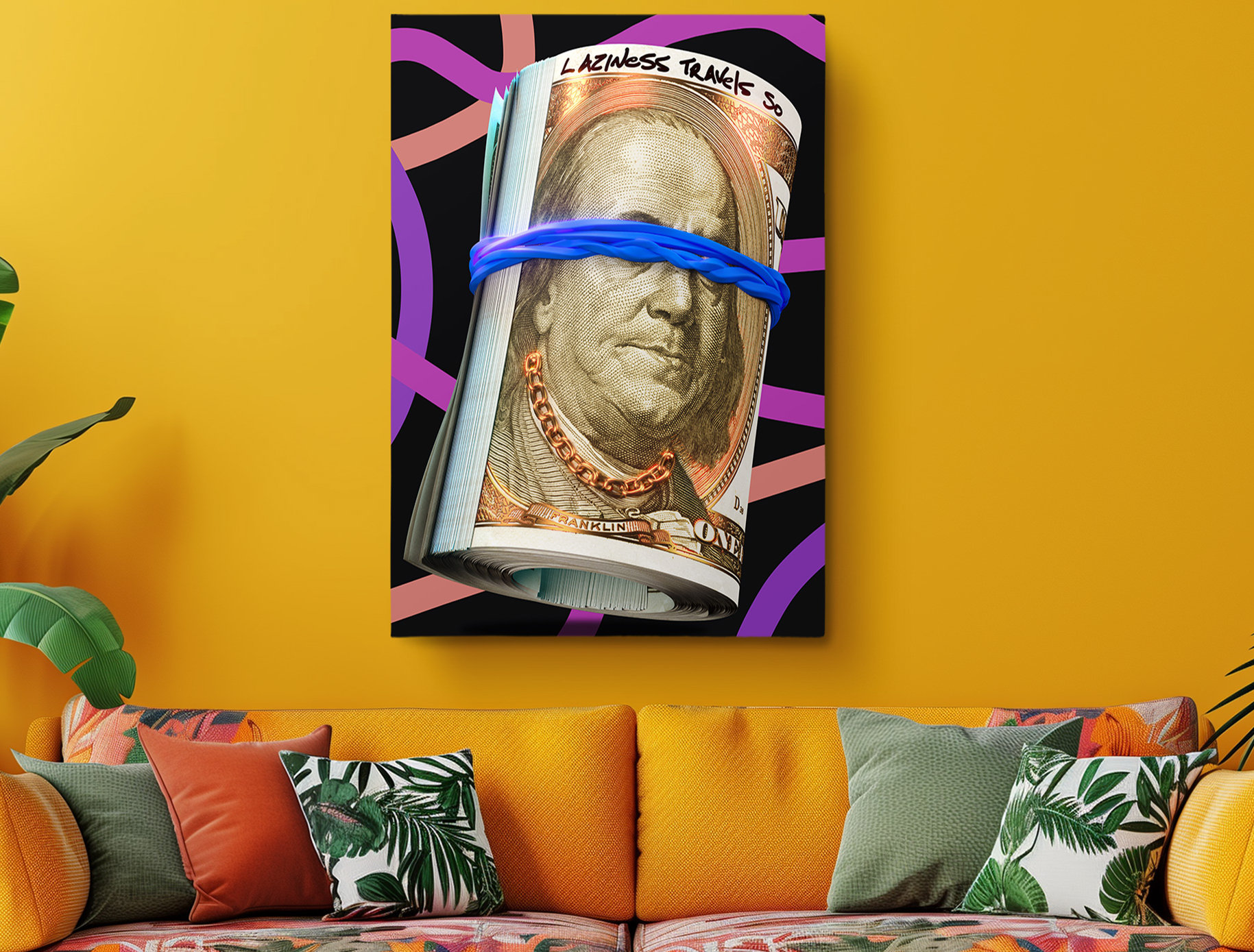 Trinx Stack of Money Dollar Bills Canvas Art Print | Wayfair
