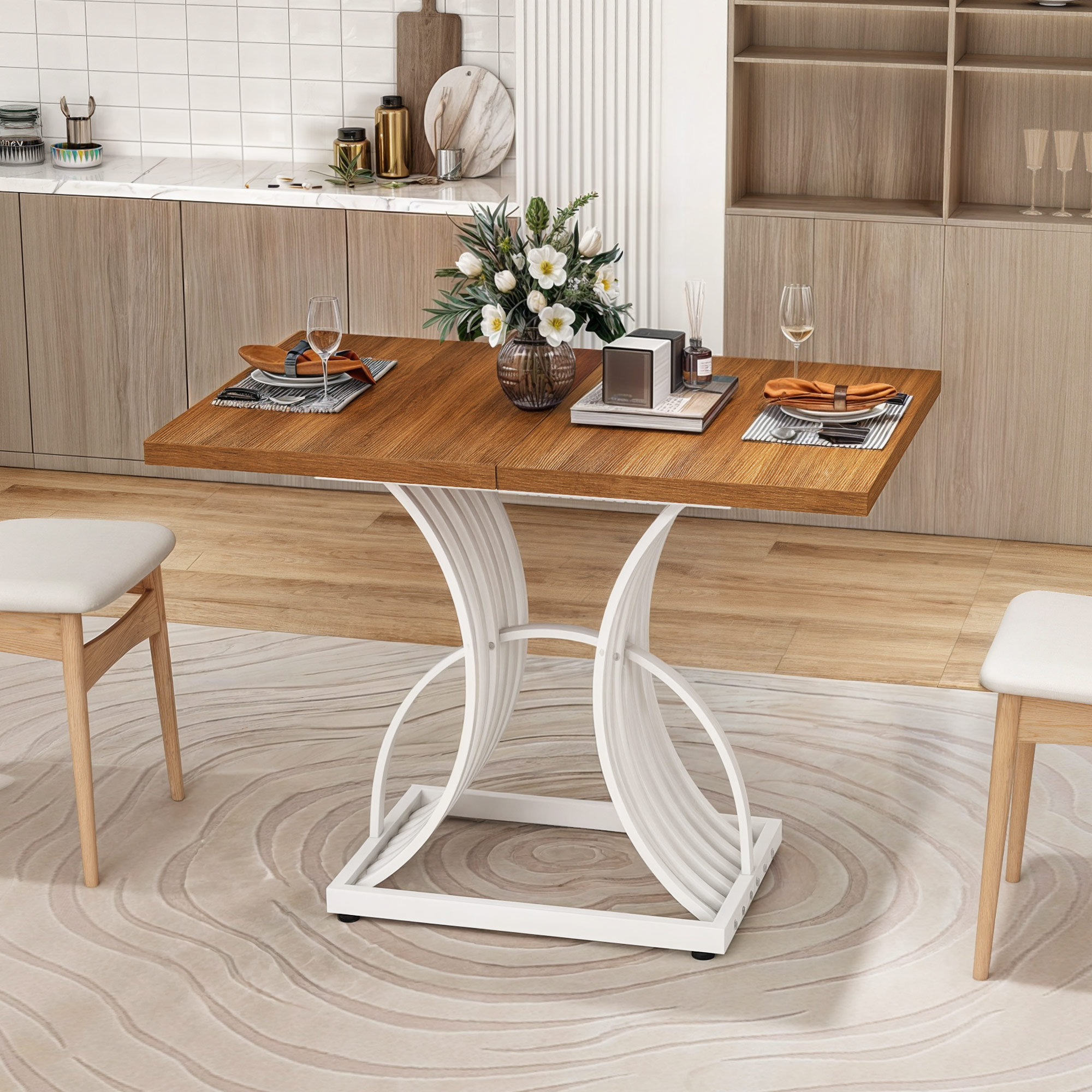 Ebern Designs 47'' Rectangular Dining Table, Modern Kitchen Table With ...