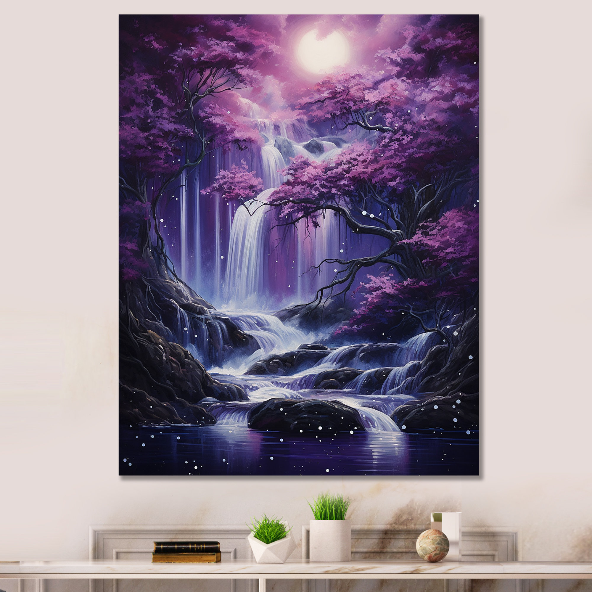 Design Art Surrealism Plum Cosmic Cascade II On Canvas Print | Wayfair