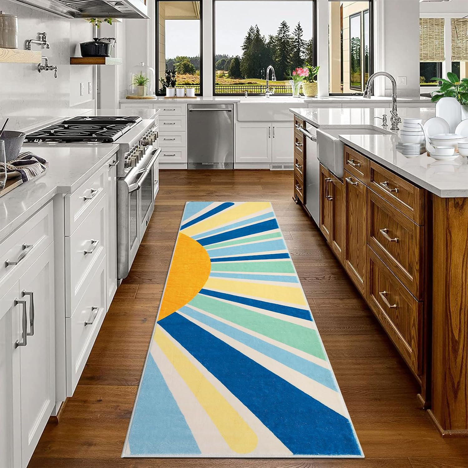 Wrought Studio 3X8 Long Hallway Runner Rug Minimalist Sunrise Area Rug ...