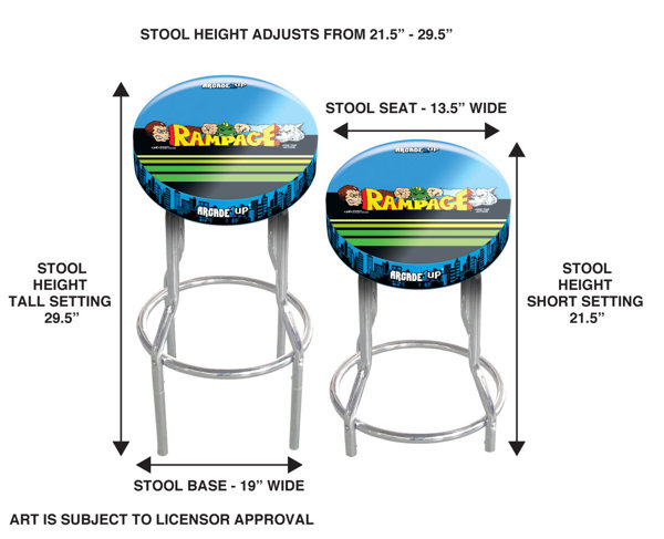 Arcade1up Rampage Adjustable Height Bar and Arcade Stool | Wayfair
