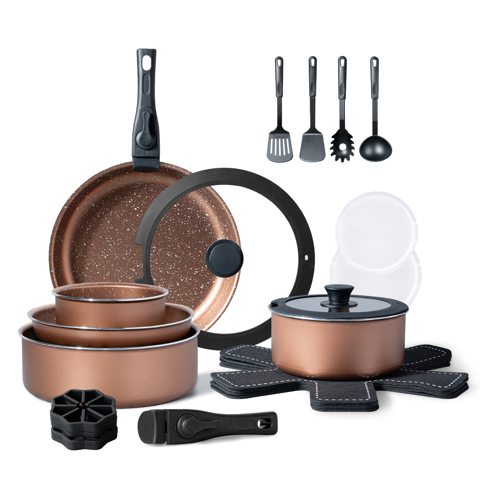 Chef Power 24-Piece Nonstick Cookware Set Detachable Handles, RV ...