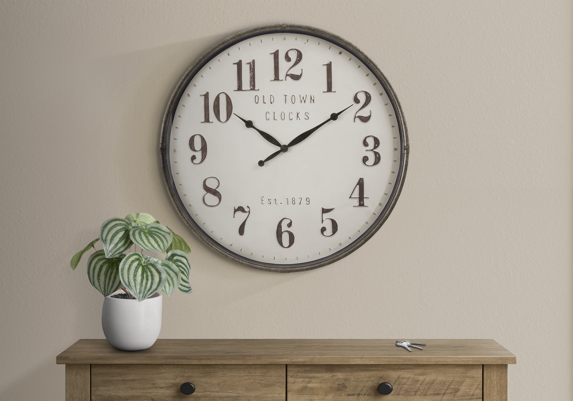 Winston Porter Clocks, 30" Round, Large Oversized, Wall Clock, Brown ...