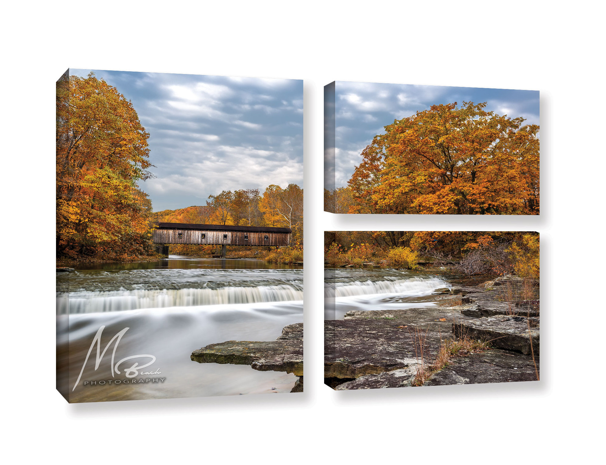 Millwood Pines 'Autumn Covered Bridge' Photographic Print Multi-Piece ...