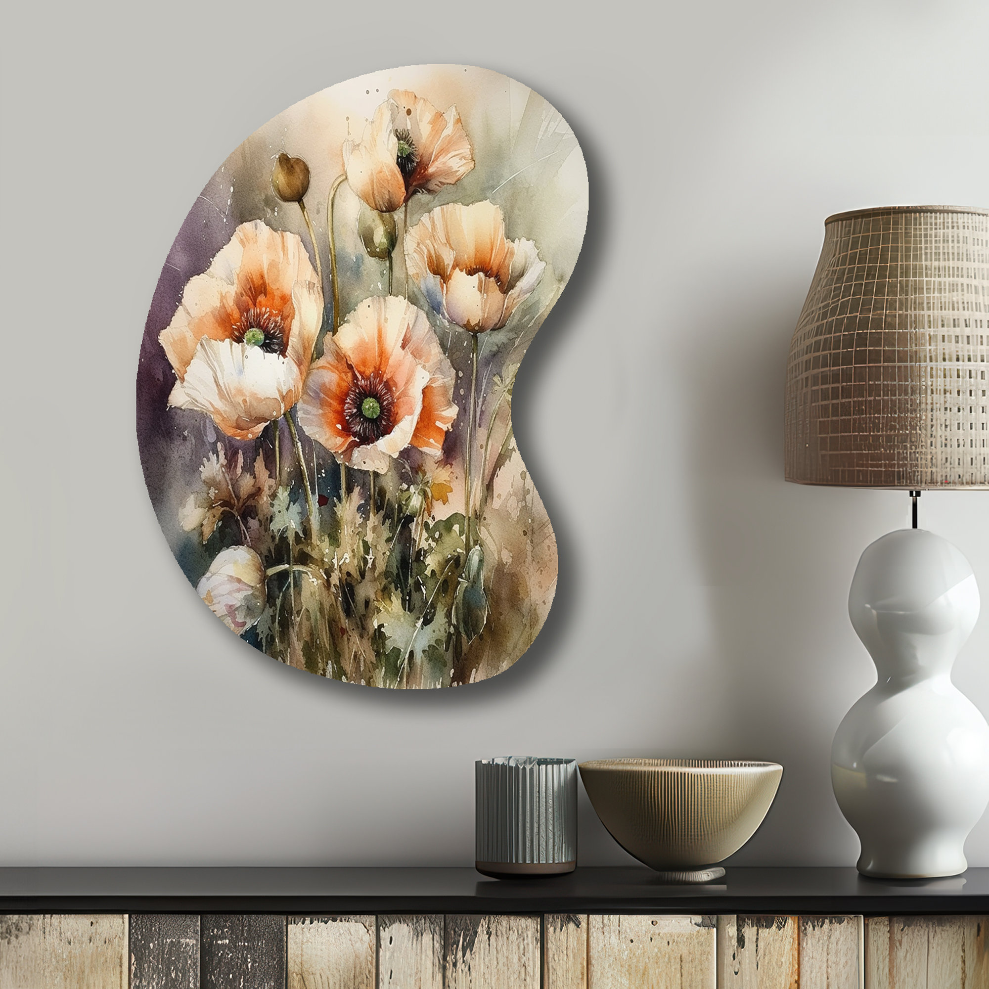 Design Art Orange Peonies Blooms II - Unique Shape Peonies Metal Wall ...