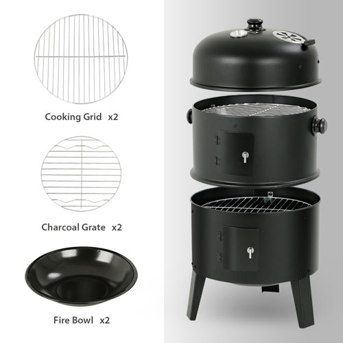 Mastercook Vertical Charcoal Portable 348 Square Inches Smoker ...