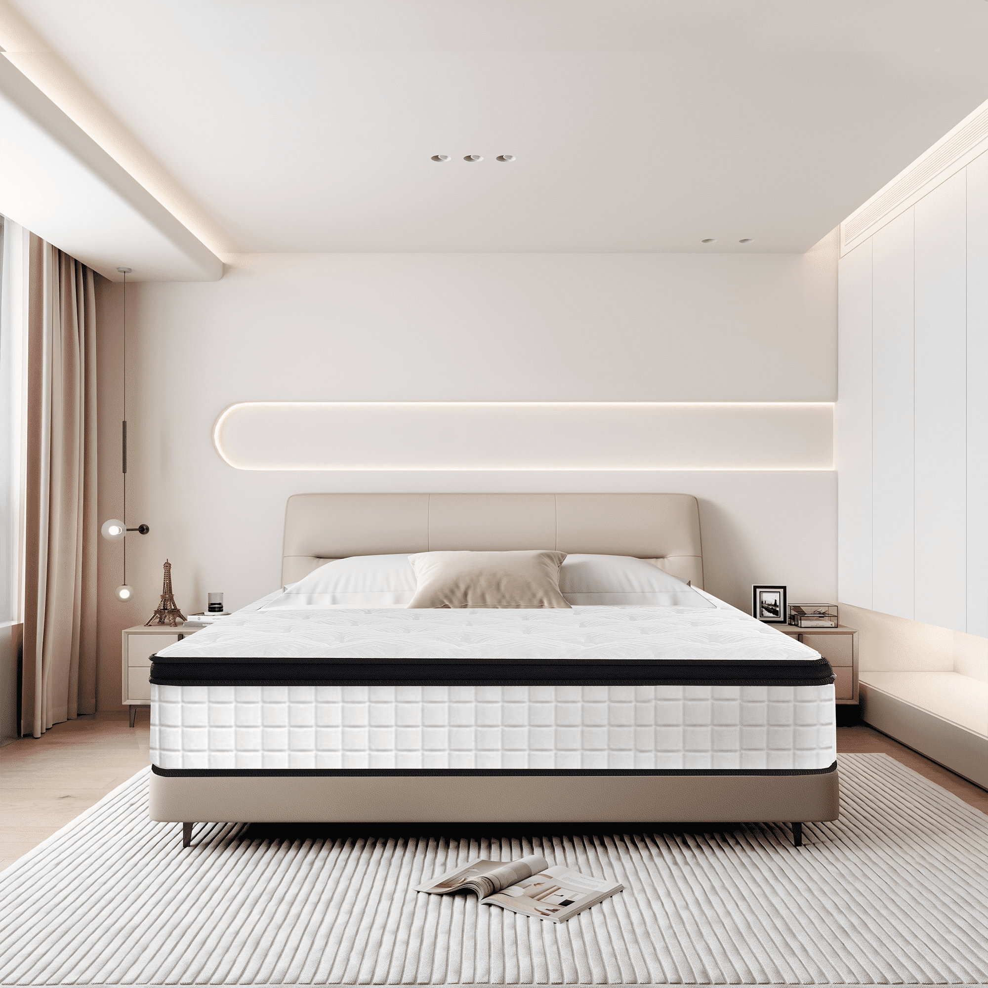 Alwyn Home Queen Size Mattress, 12 Inch 7-Zoned Cool Memory Foam Individual Pocket Spring Hybrid ...