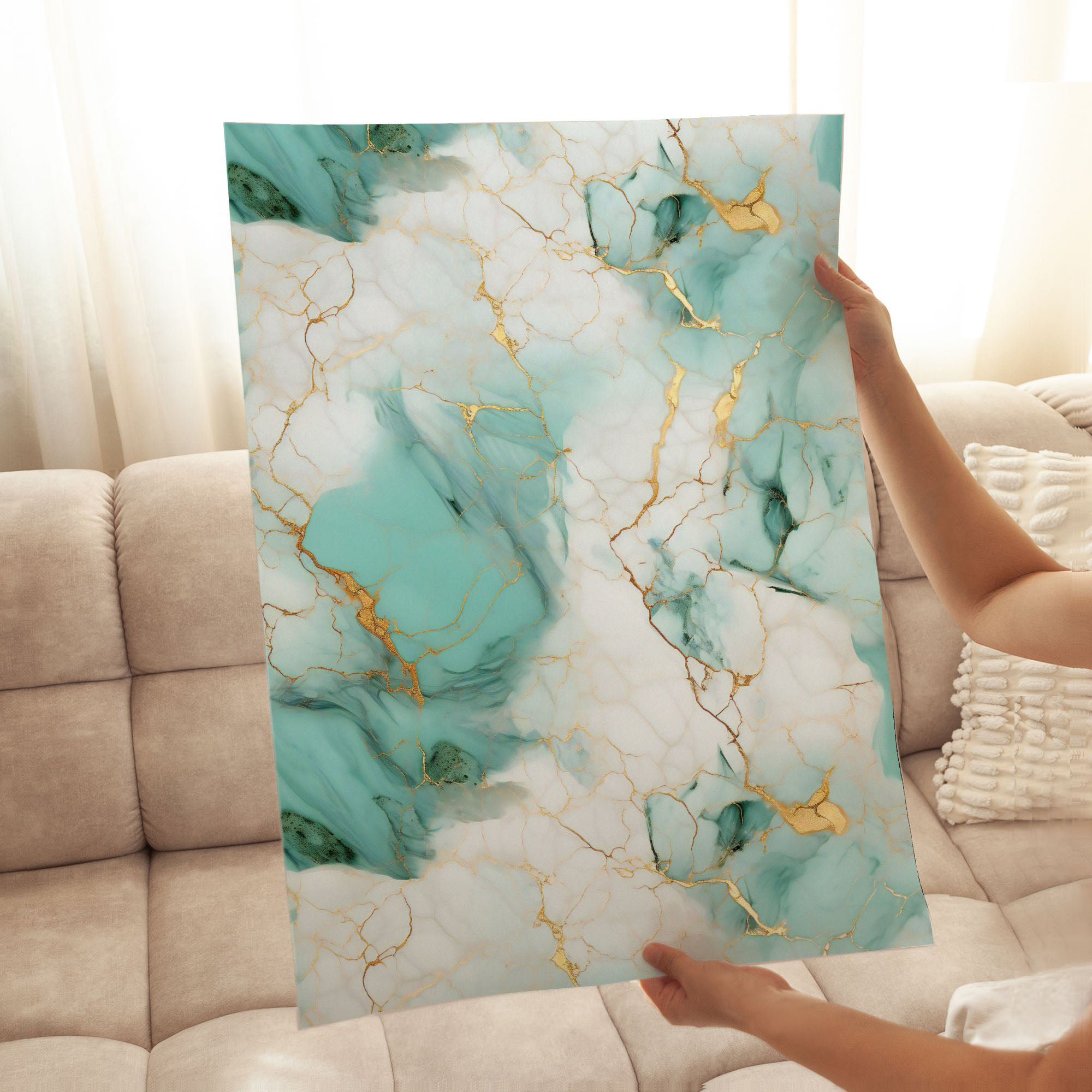 Winston Porter Abstract Green Geode Marble Crystals I Modern Unframed ...