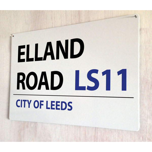 Happy Larry 'Elland Road Sign' - Unframed Typography Print on Metal ...