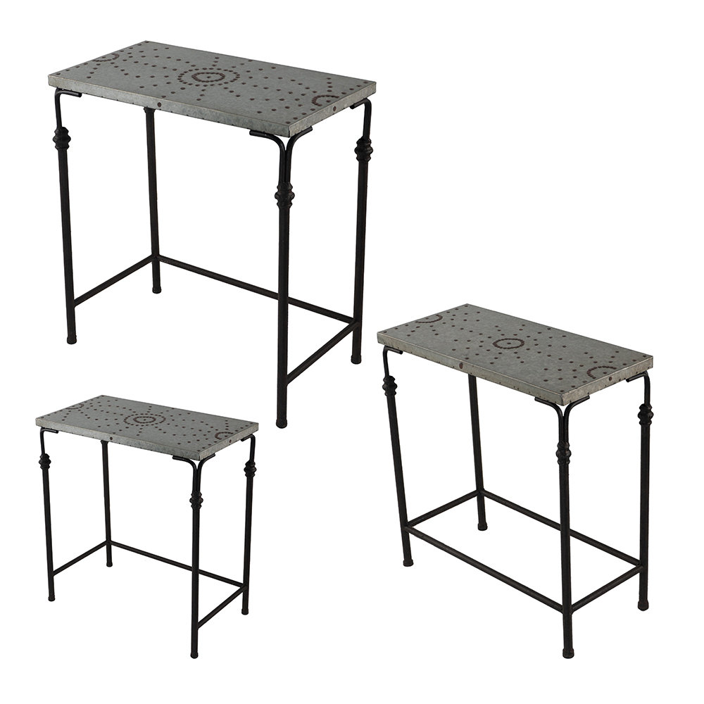 17 Stories Set of 3 The Gilbert Nesting Tables Metal Plant Stand, L ...