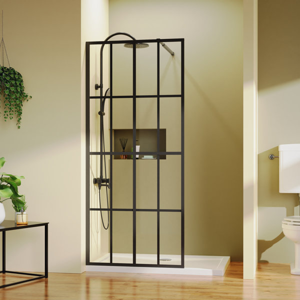 Lumioca Modern 34" x 72" Fixed Shower Panel with Aluminum Frame and ...