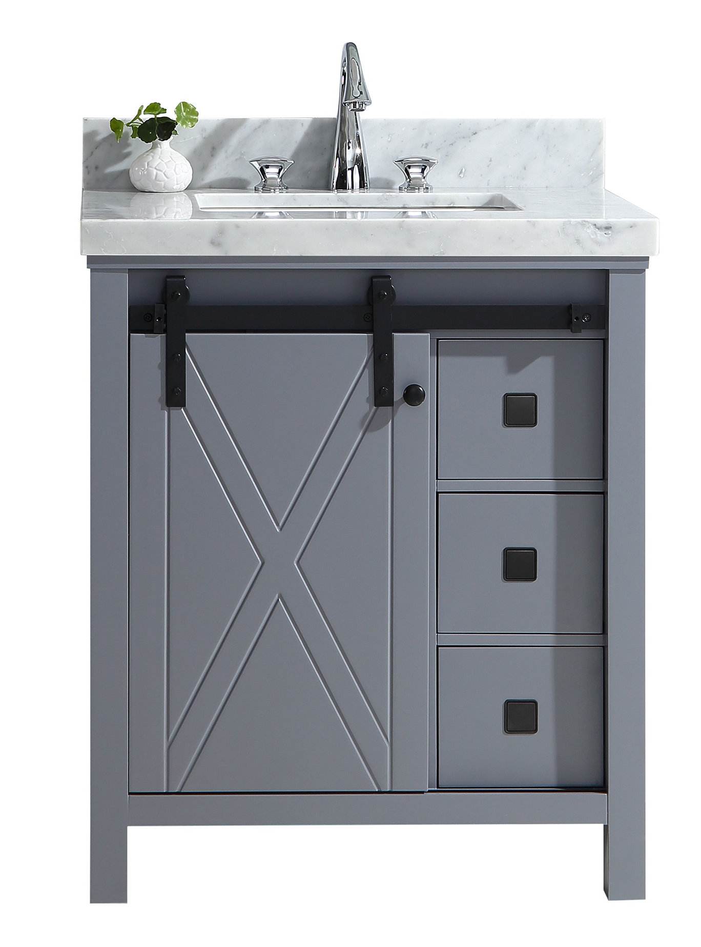 Lexora , White , Dark Gray Marsyas Veluti 30" Single Vanity Dark Grey ...