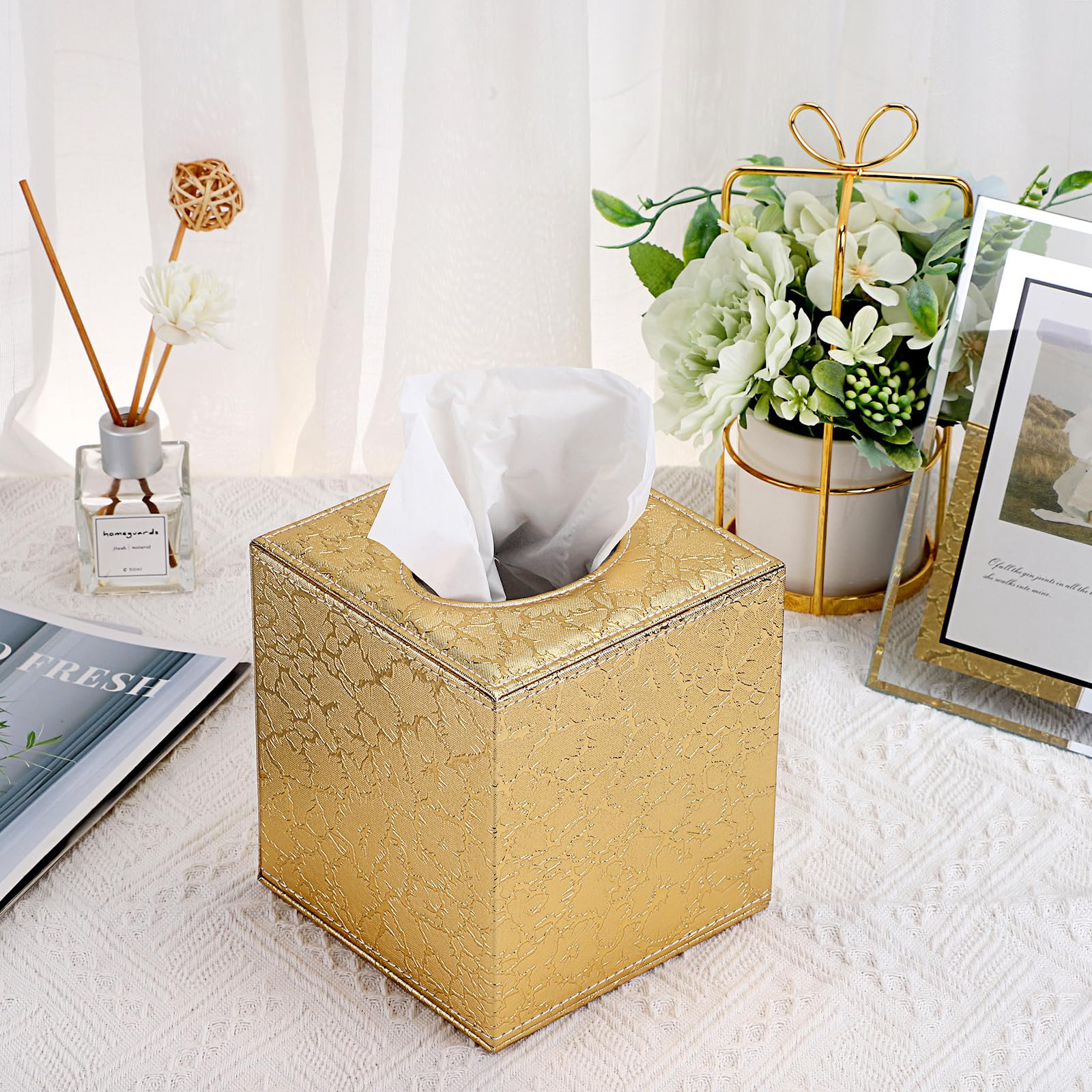 House of Hampton Square Leather Tissue Box With Magnetic Bottom For ...