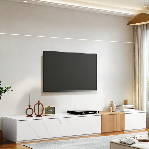 Wrought Studio 3 Modular Tv Stand With Faux Marble, Walnut Wood Grain ...