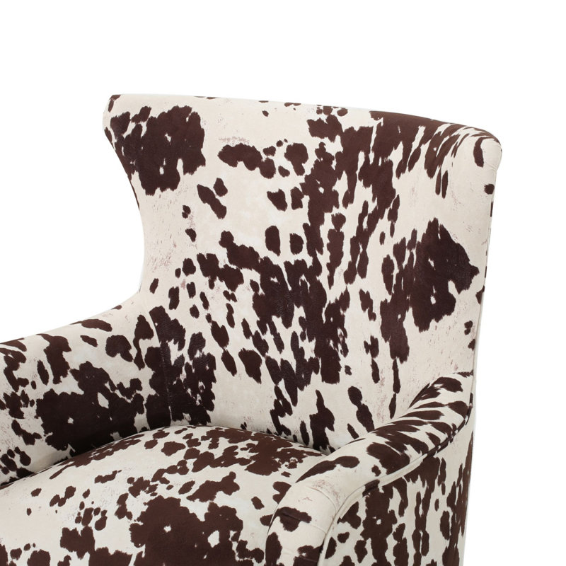 Foundry Select Classic Milk Cow Velvet Club Chair - Brown & White | Wayfair