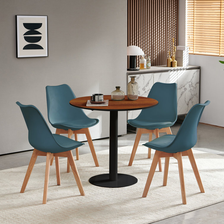 George Oliver Compact 5-Piece Dining Table Set, Round Table With 4 ...