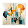 Ivy Bronx Orange Blue Mid Century Harmony In Geometry I - Abstract ...