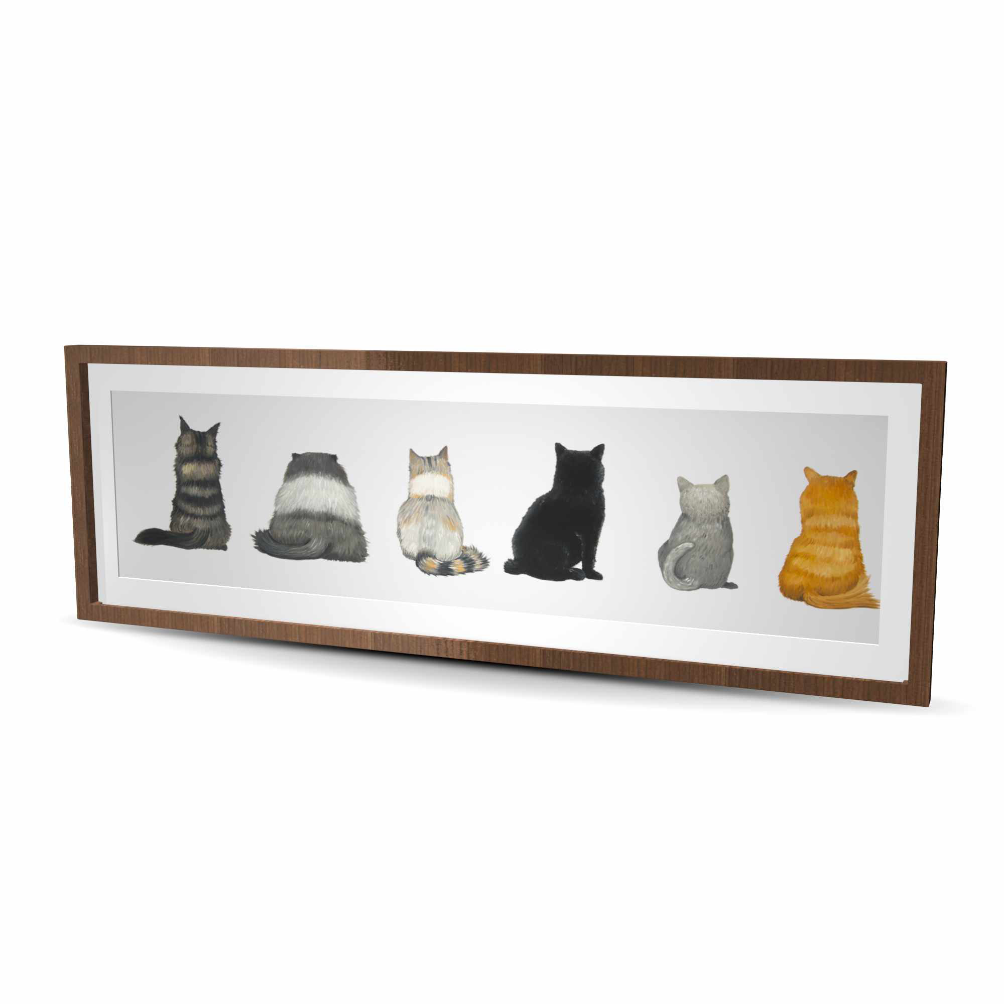 Lark Manor™ Six Cats Lined Up Back View Print | Beige Framed Art Decor ...